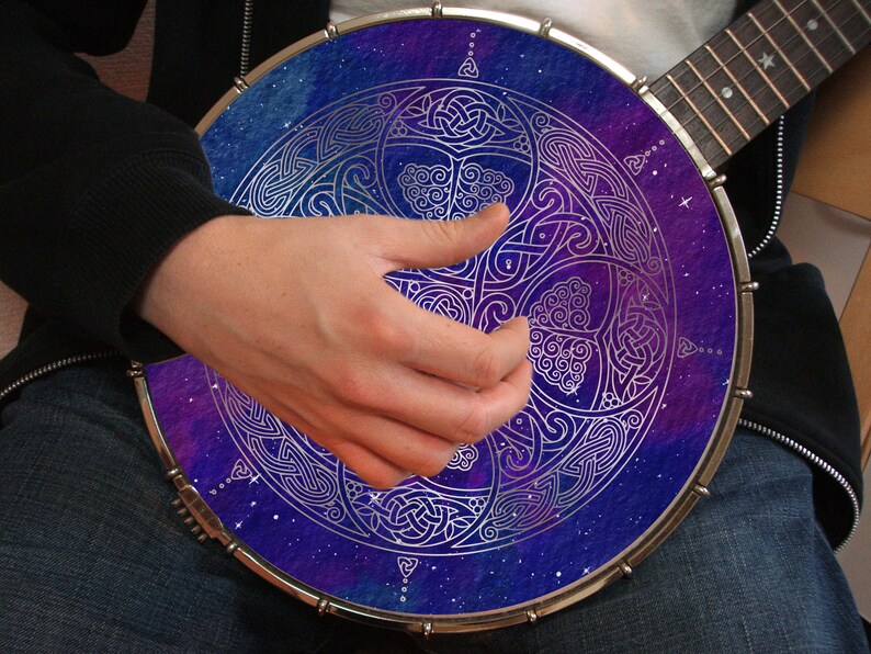 Banjo Instrument Player 11" Sky Print Space Print Art Banjo Head ...