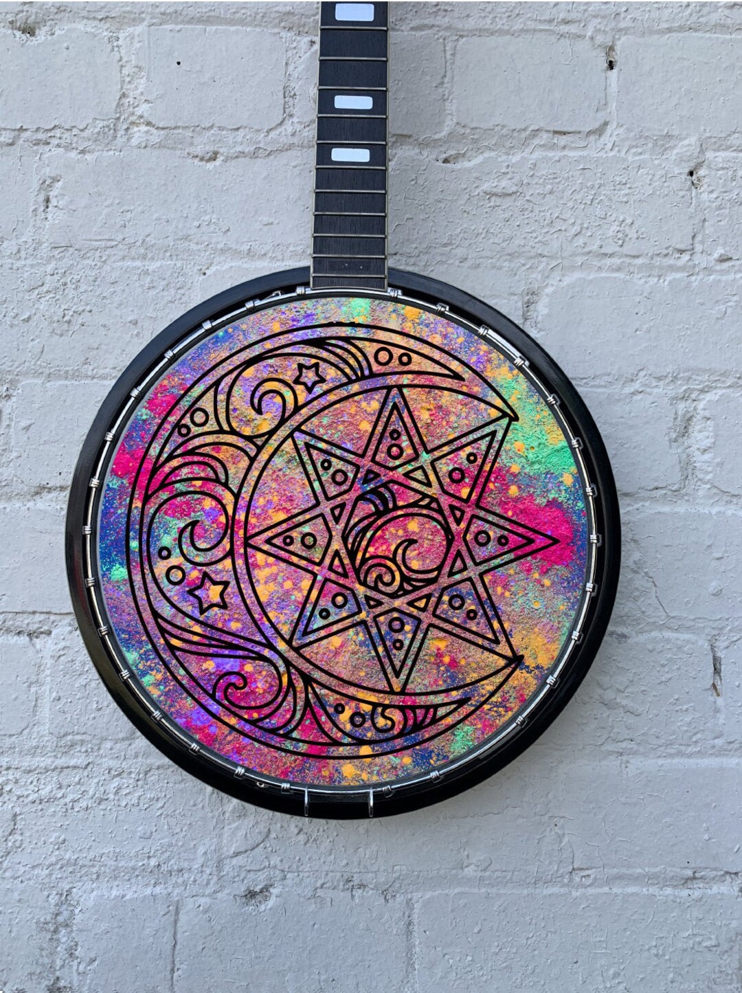Banjo Instrument Player 11" Celtic Moon Design Art Banjo Head Sticker ...