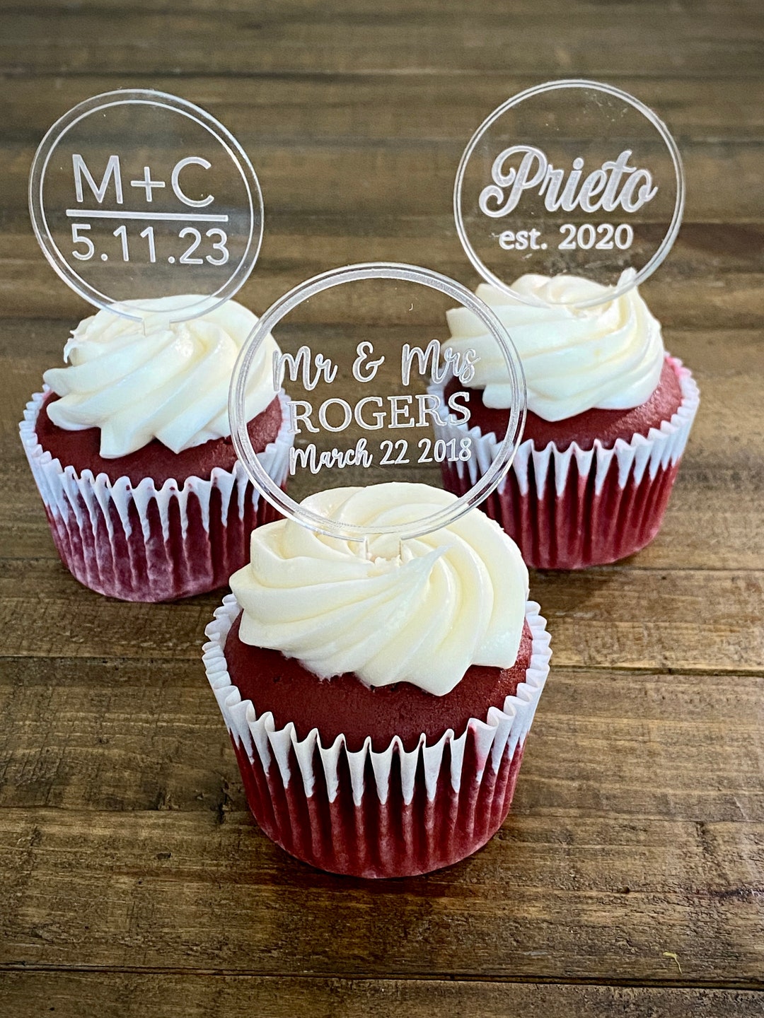 Acrylic Cupcake Toppers. Wedding Cupcake Toppers. Custom Cupcake Gems ...