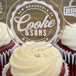 Custom Acrylic Logo Cupcake Toppers for Business Events and Parties - Etsy