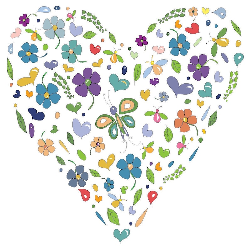 Heart Doodle With Soft Colors - Etsy