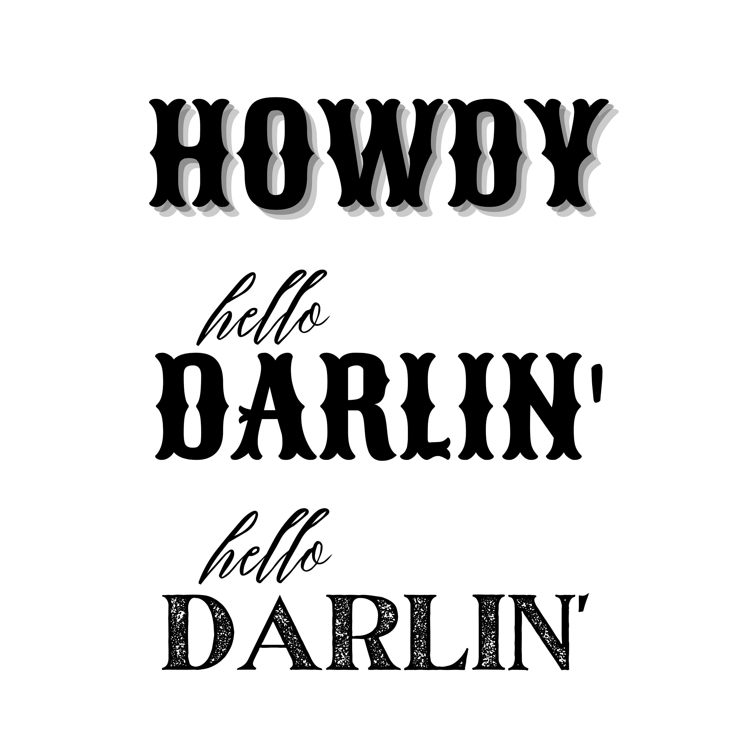 Western SVG Digitaler Download Howdy, Hello Darlin' - Etsy.de