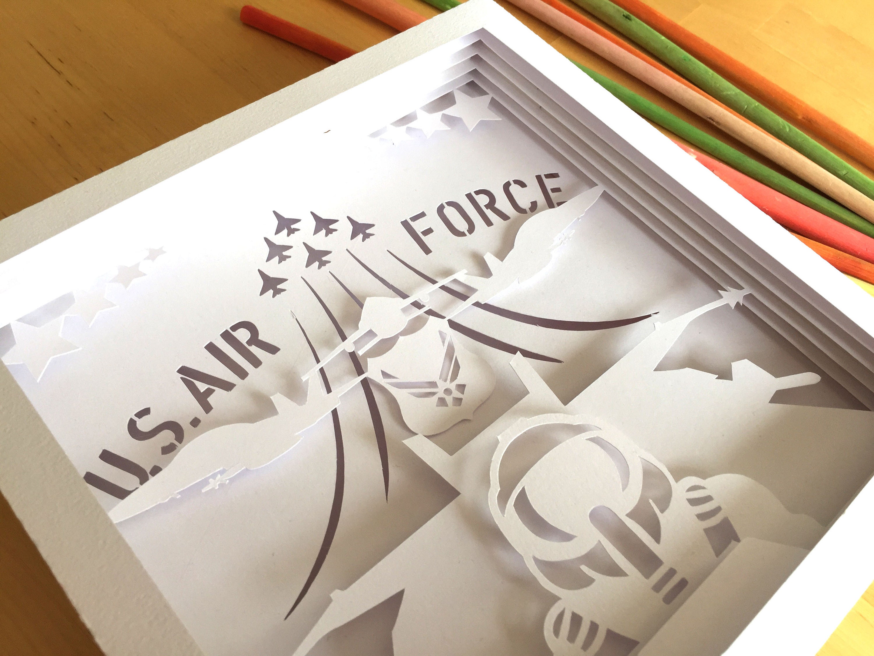 AIR FORCE SVG Light Box Army Paper Light Box Military - Etsy