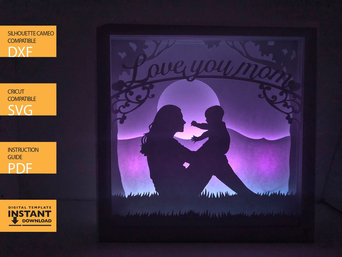Mom Shadow Box Svg Bundle Light Box Template Mother Shadow - Etsy