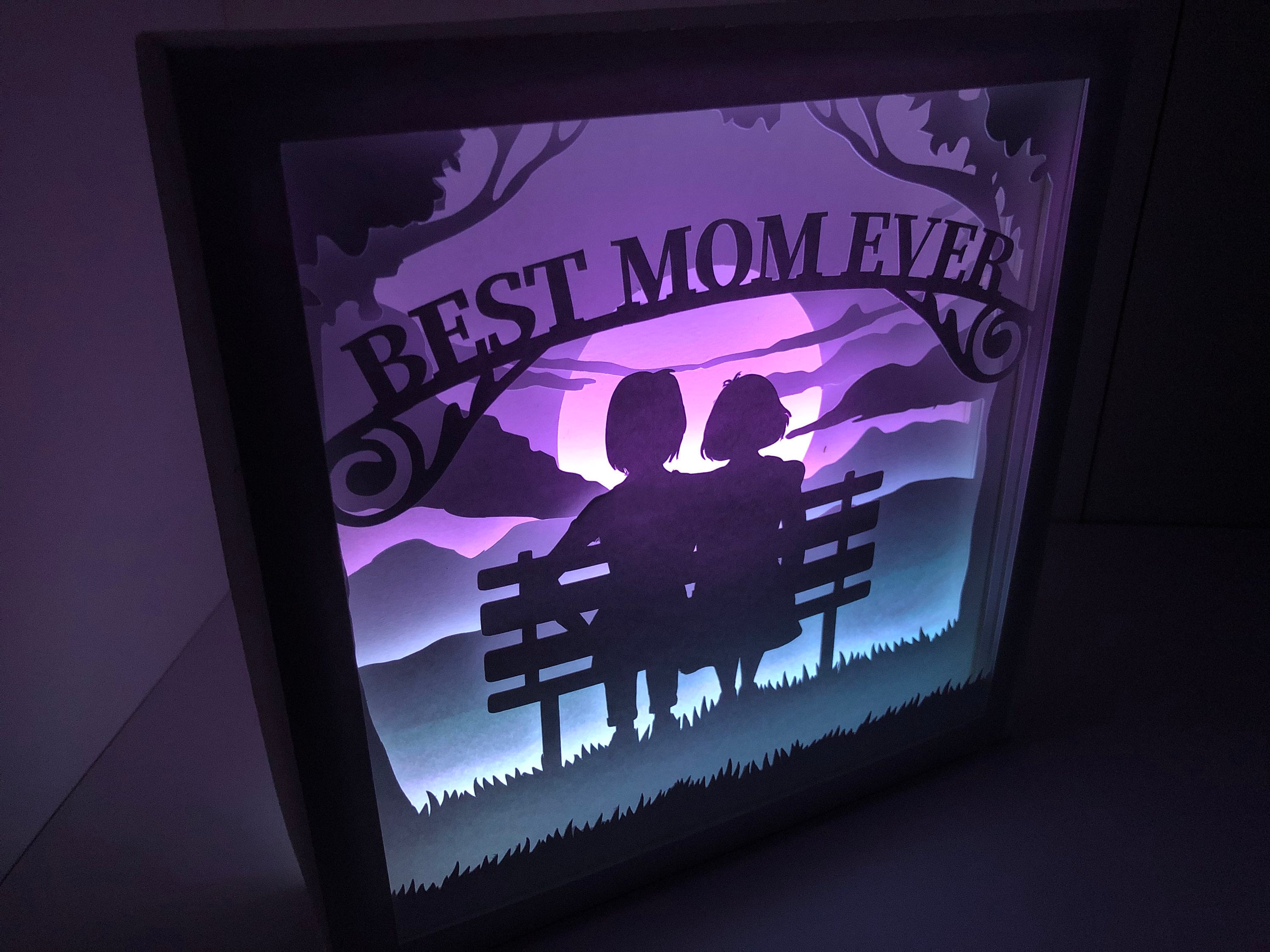 Mom Shadow Box Svg Bundle, Light Box Template, Mother Shadow Box Svg ...