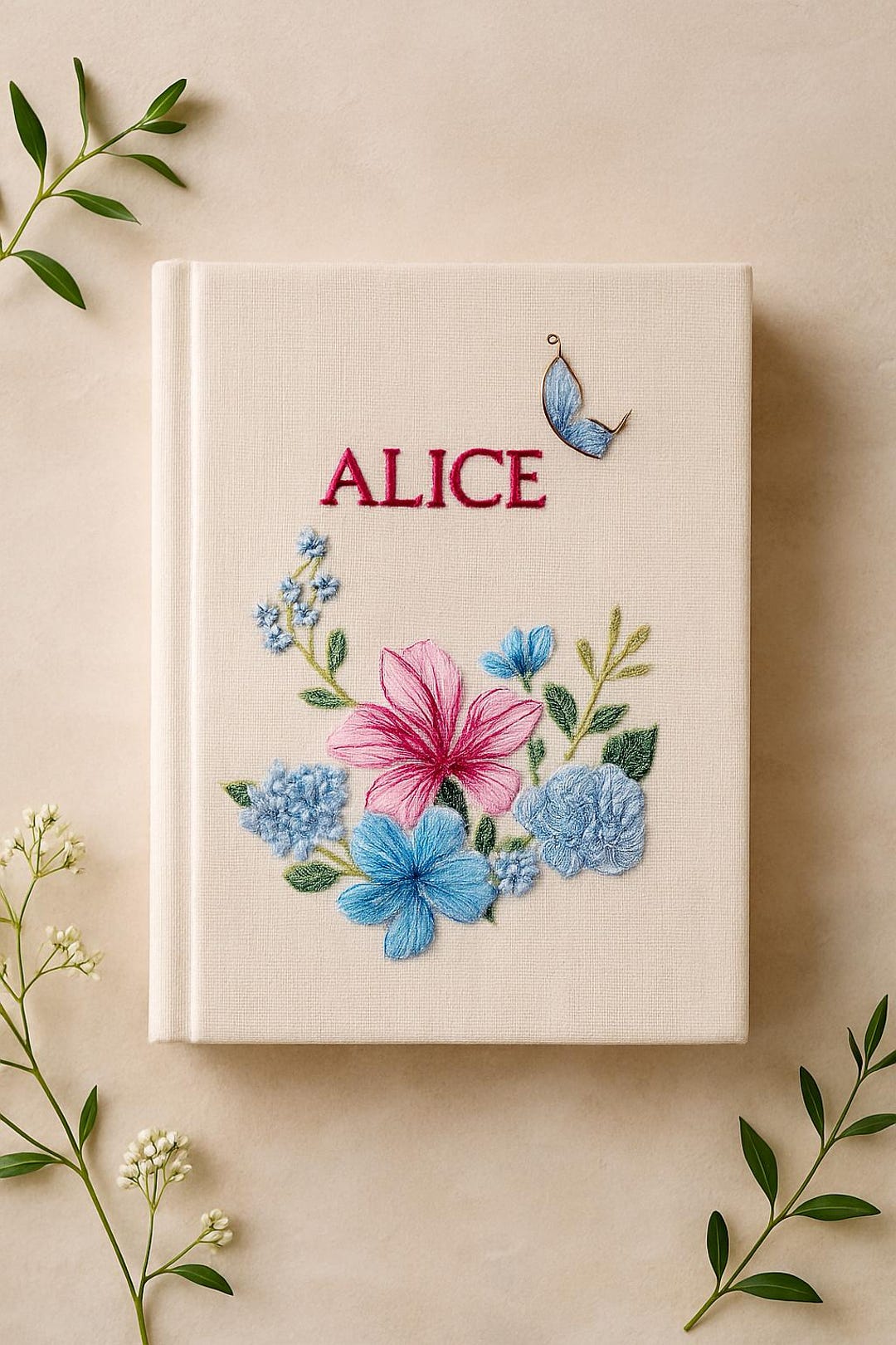 Personalized HAND Embroidered Notebook, Handmade Fabric Notebook ...