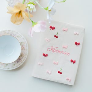 Hand Embroidered Custom Book Cover, Personalized Fabric Book Sleeve ...