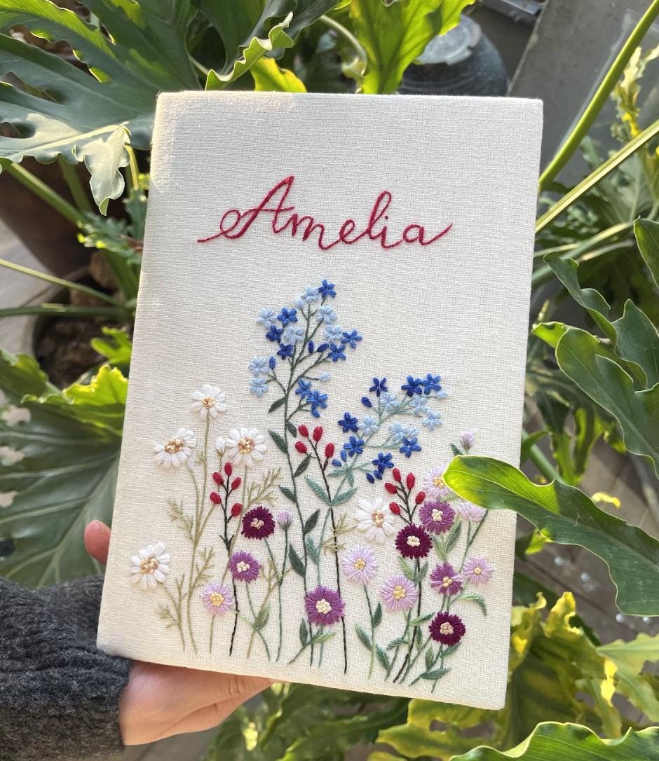 Personalized HAND Embroidered Notebook, Handmade Fabric Notebook ...