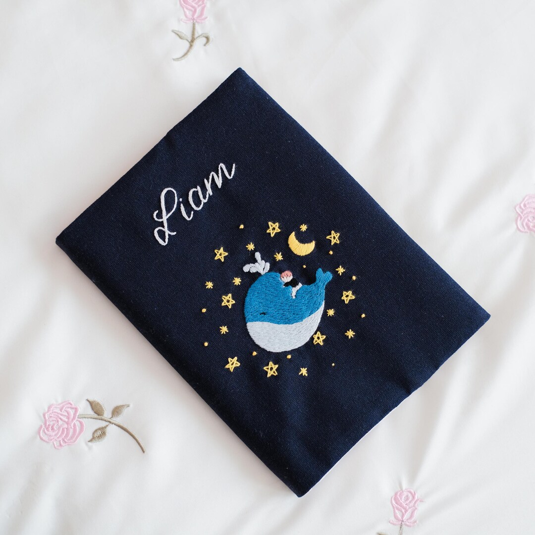 Hand Embroidered Book Cover: Custom Fabric Notebook Sleeve - Etsy
