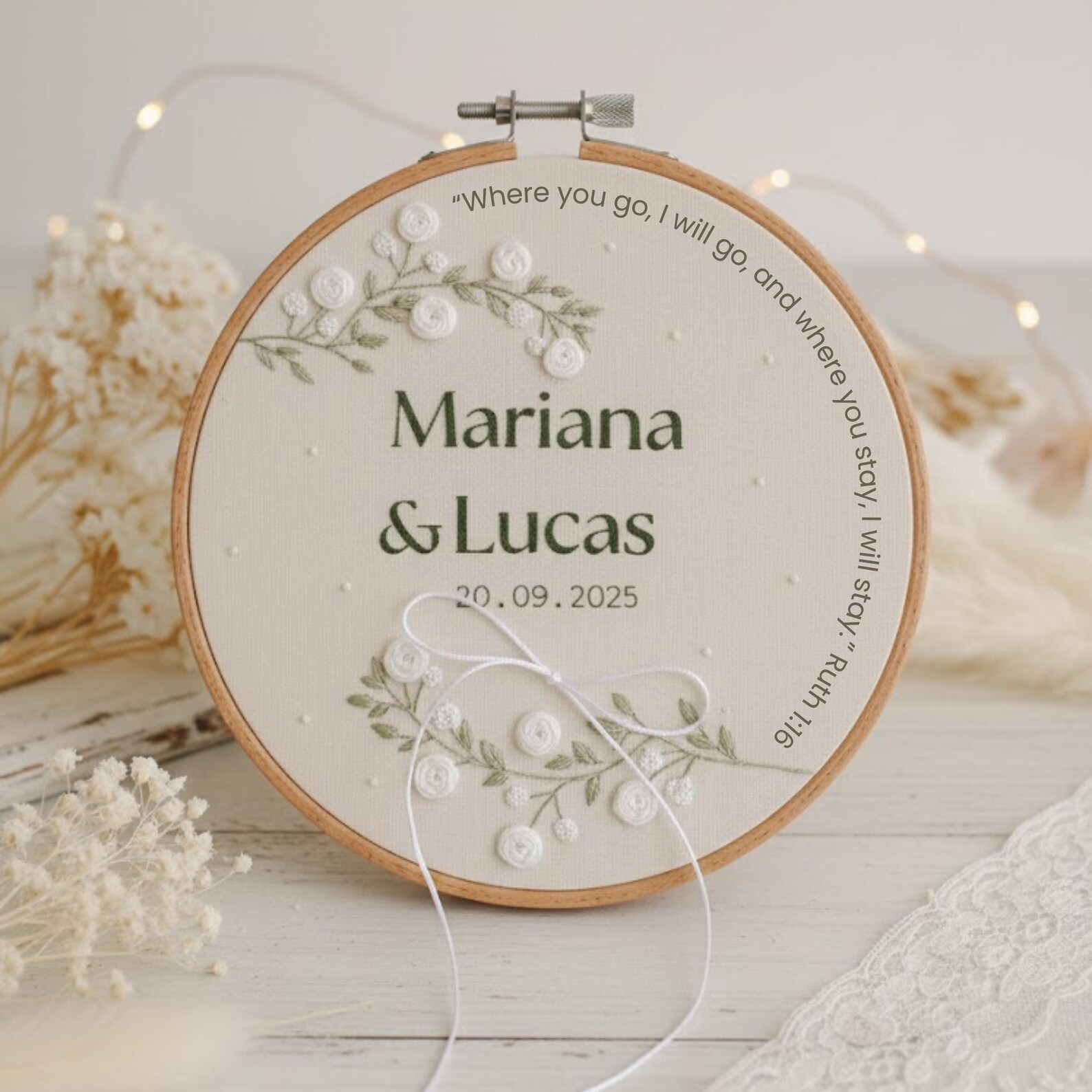 Custom Embroidered Wedding Hoop Art – Personalized Ring Bearer Hoop ...