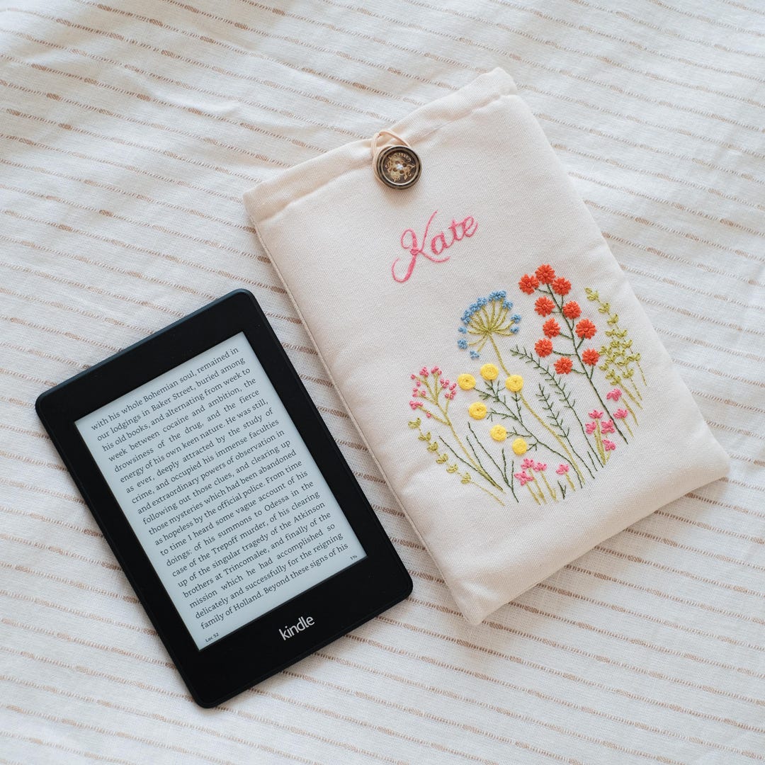 Hand Embroidered Custom Cover for Kindle or Notebook, Personalized ...