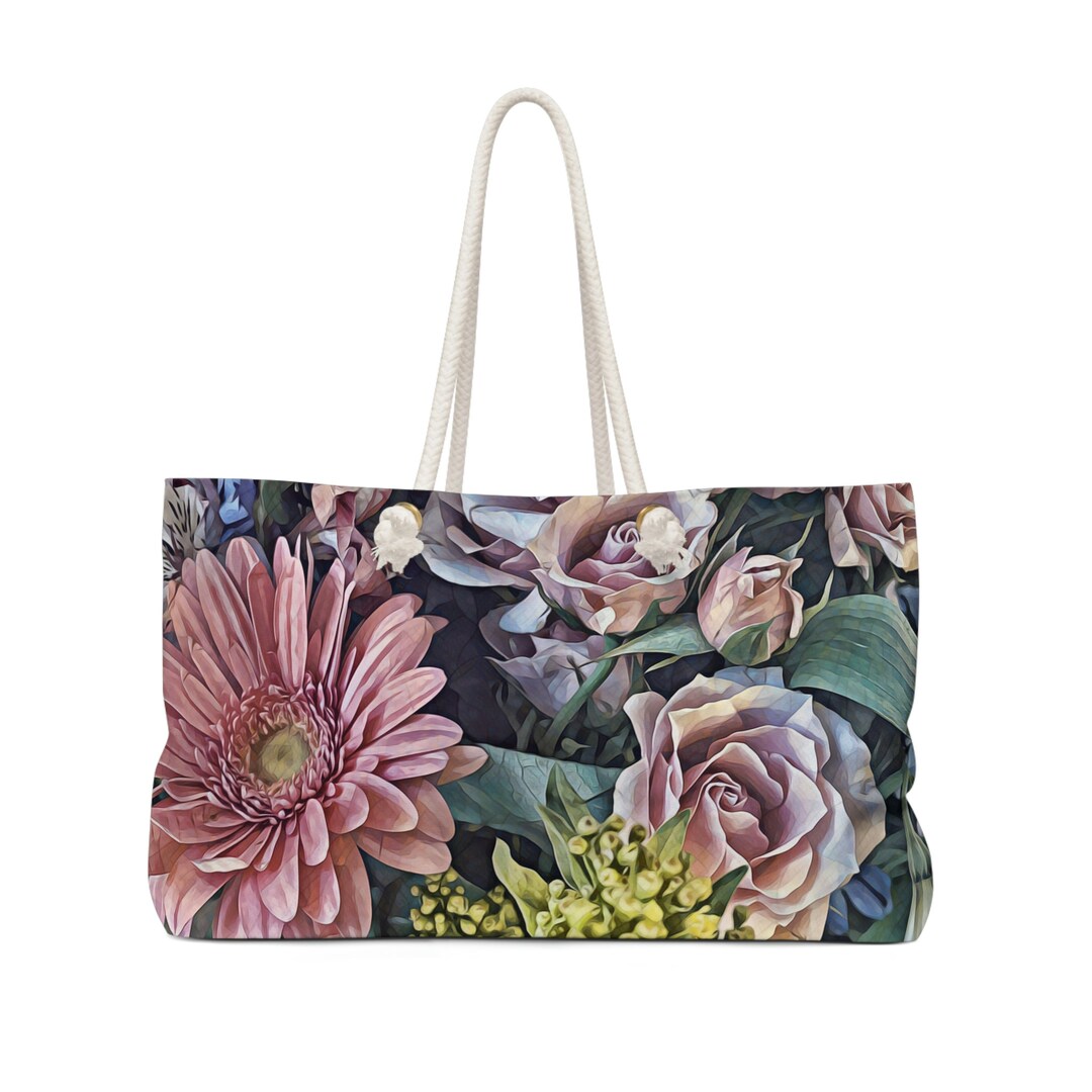 Flower Bouquet/floral Design/weekender Bag/flower Beach Bag/summer Bag ...