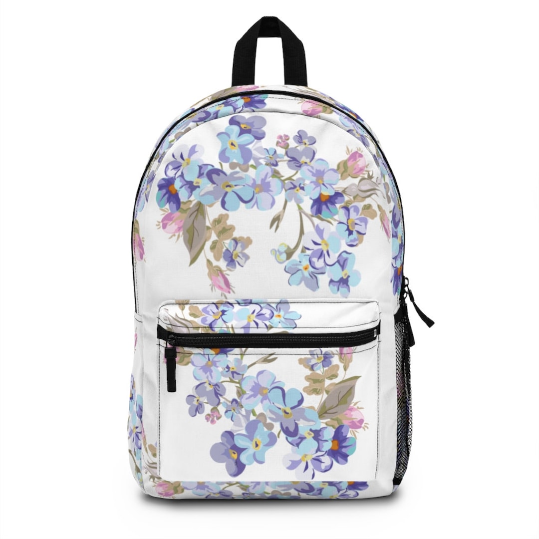 Blue Flowers Backpack/blue Flowers Pink Roses Backpack/women Backpack ...