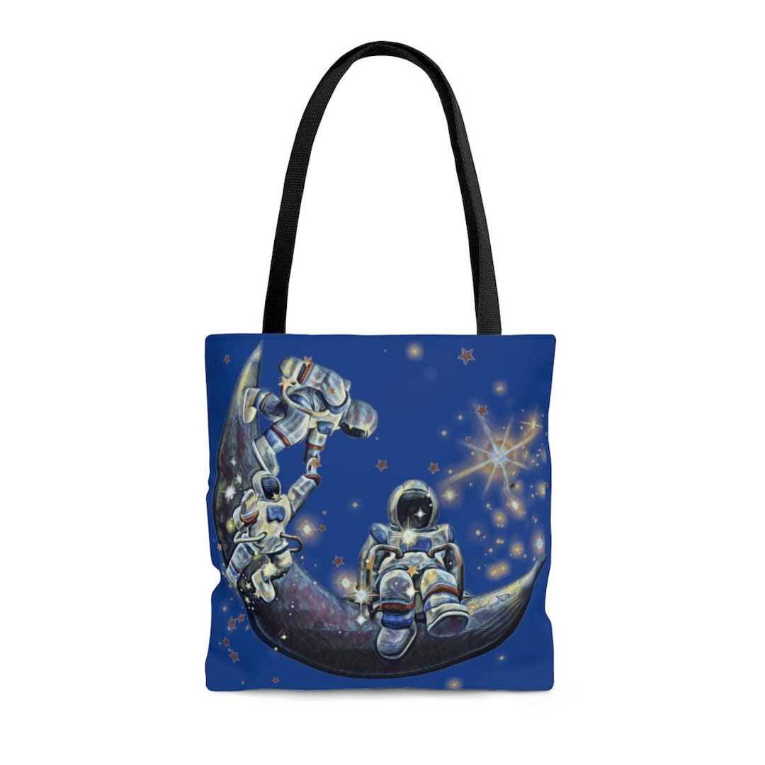 Astronaut Tote Bag/ Moon Landing Bag/ Space Bag/ Astronauts on Moon Bag ...