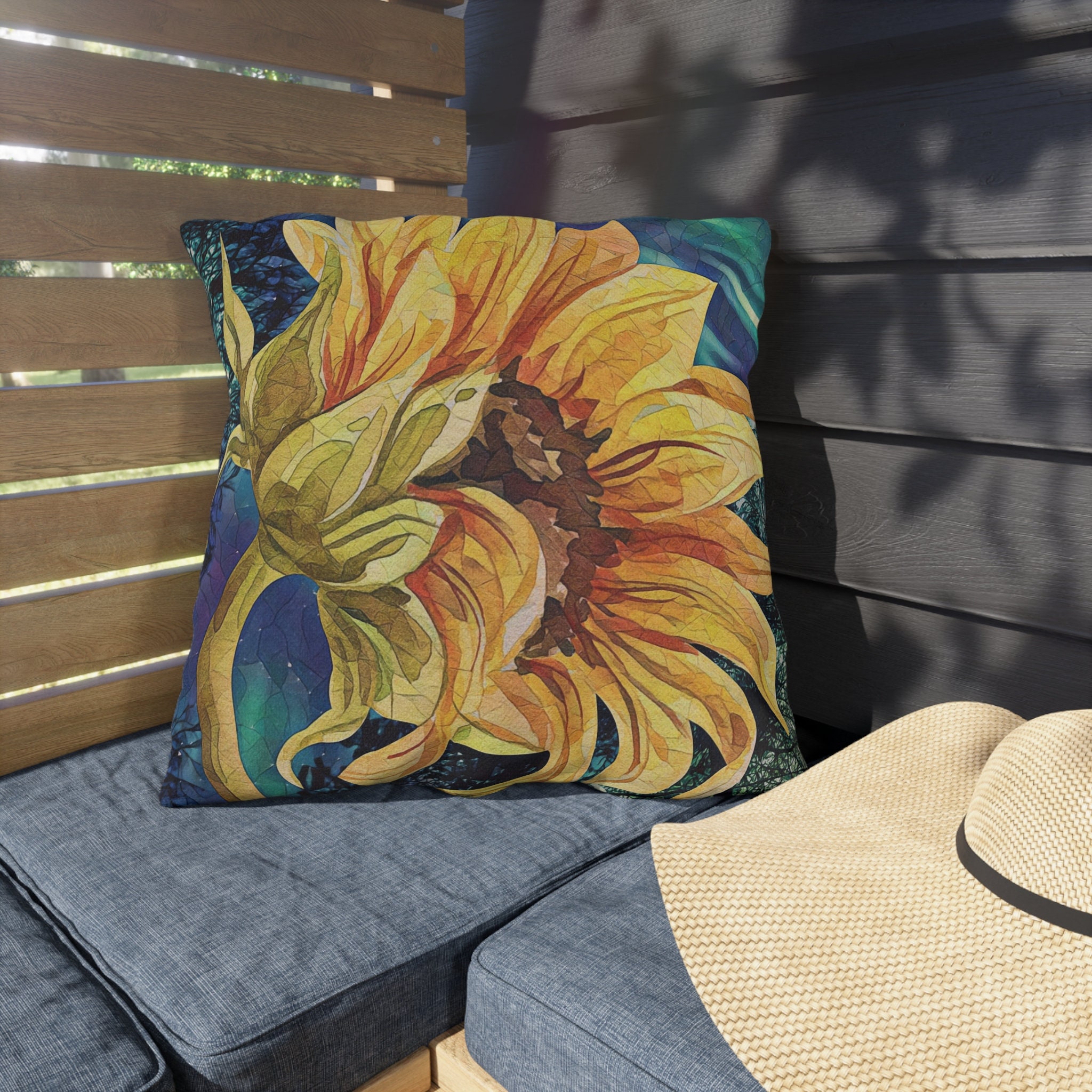 Yellow Sunflower Design Outdoor Pillows/sunflower Patio Pillow ...