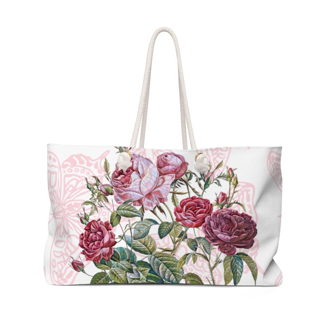 Pink Roses Weekender Bag/floral Design Bag/roses Design Bag/summer Bag ...