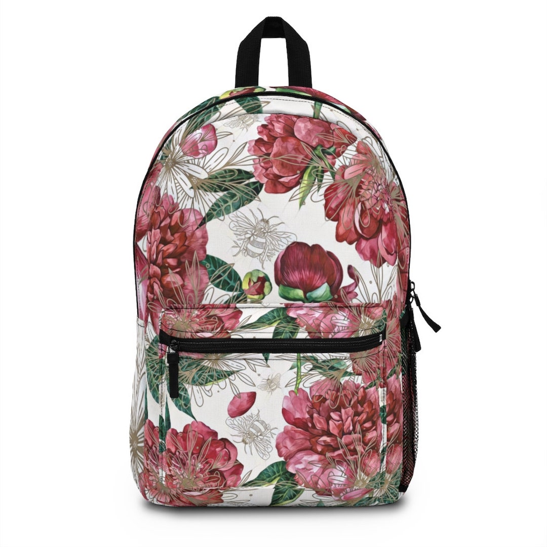 Red Peonies Backpack/peonies Bees Kids Adults Backpack/unisex Backpack/gift/lightweight Backpack ...