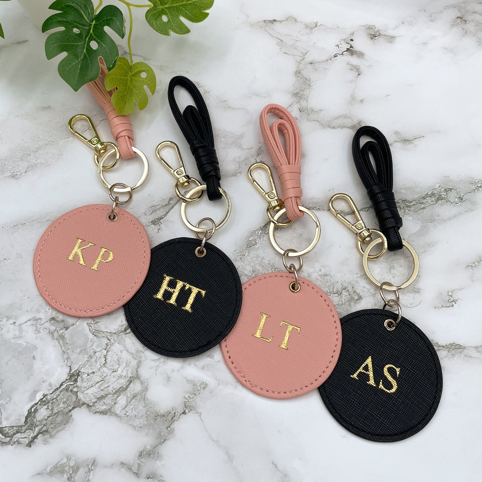 Personalized Leather Keychain MONOGRAMMED Keyring, Custom BFF, Bracelet ...