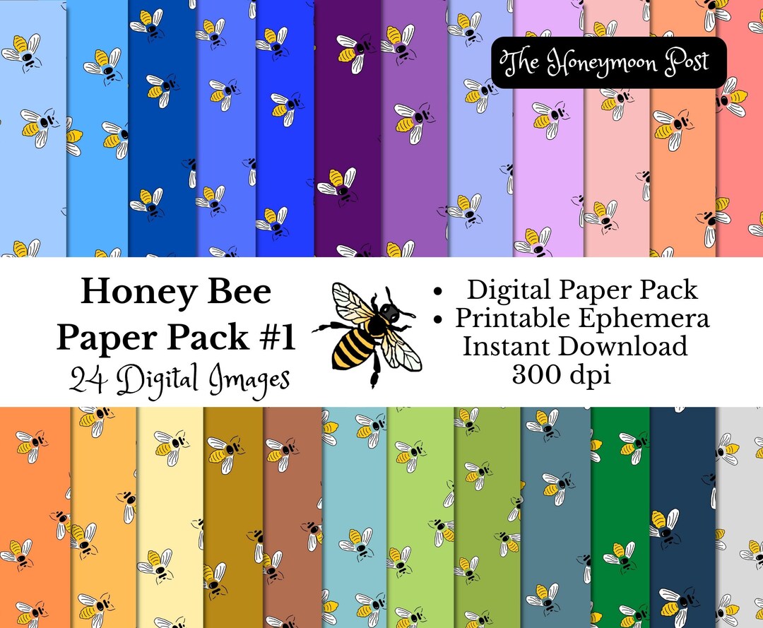 Instant Download Bumble Bee Insect Paper Pack 24 Ephemera Sheets ...