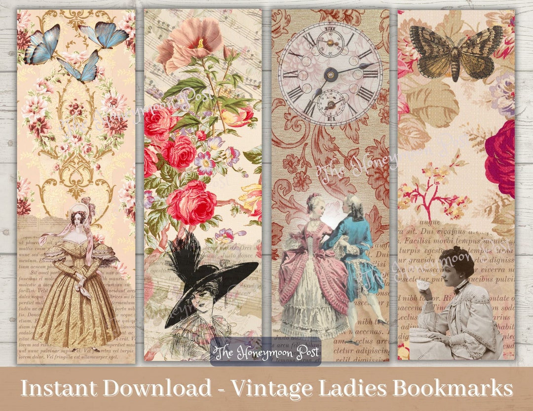 Instant Download Printable Shabby Chic Bookmarks, Vintage Ladies and ...