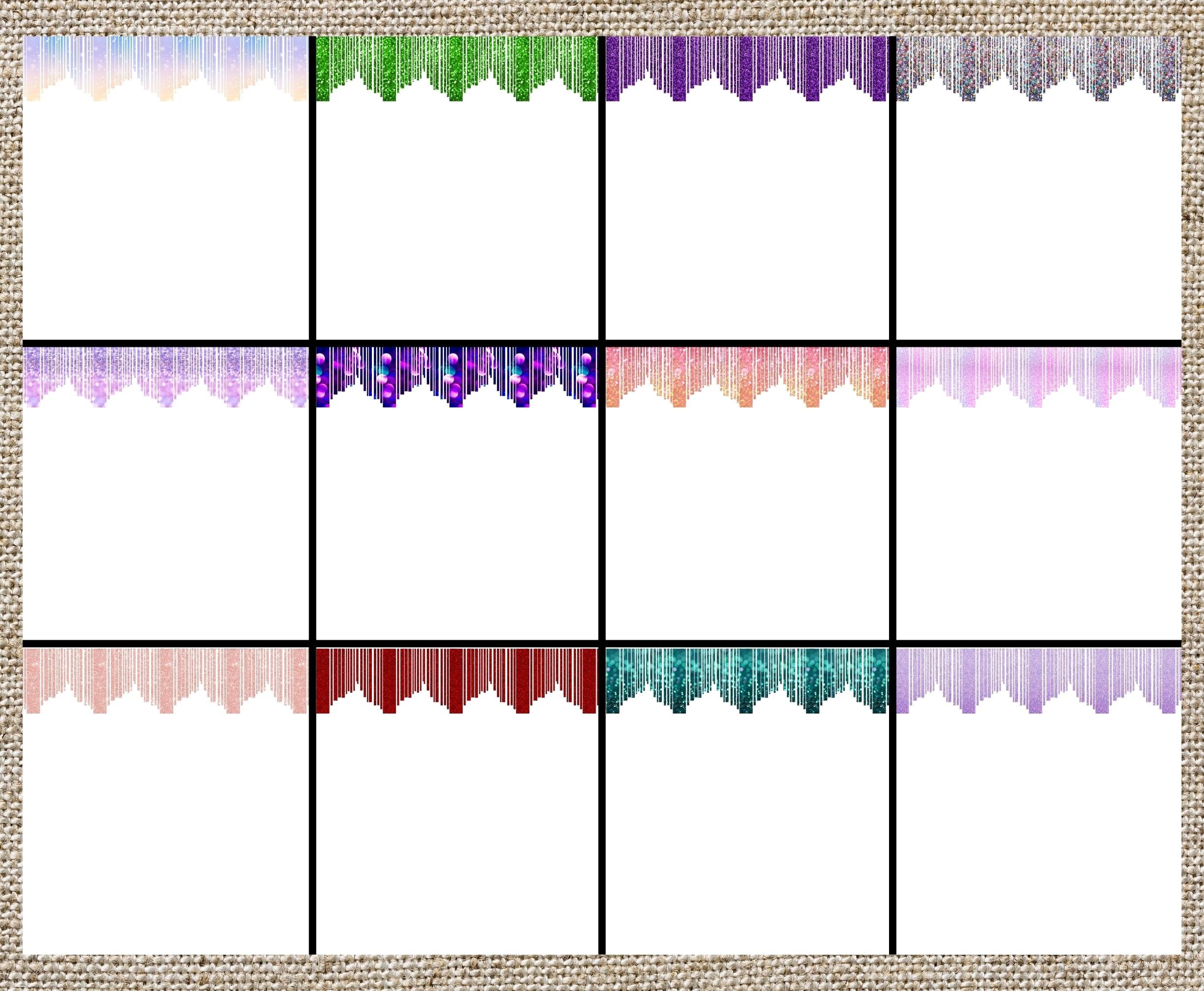 Instant Download Glitter Border Paper Pack 28 Sheets, Rainbow Shades ...