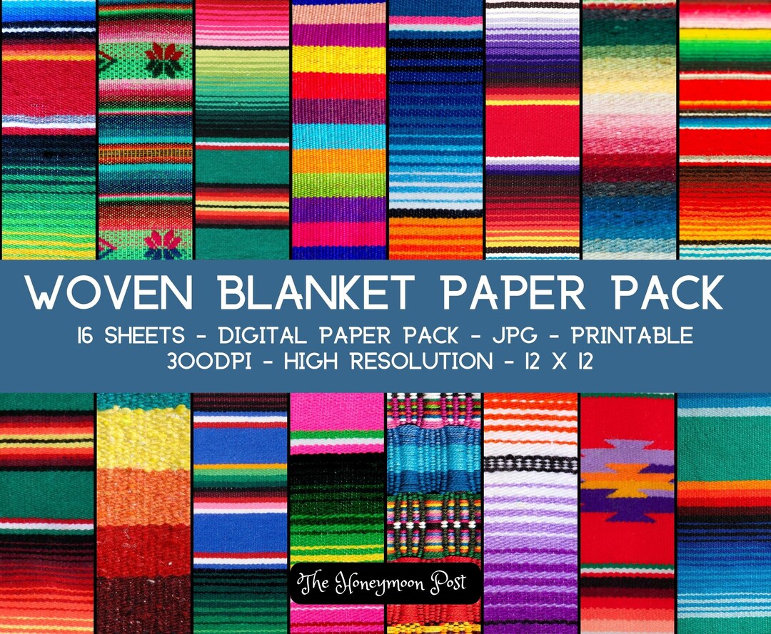 Instant Download Woven Blanket Paper Pack 16 Sheets, Rainbow Colors ...