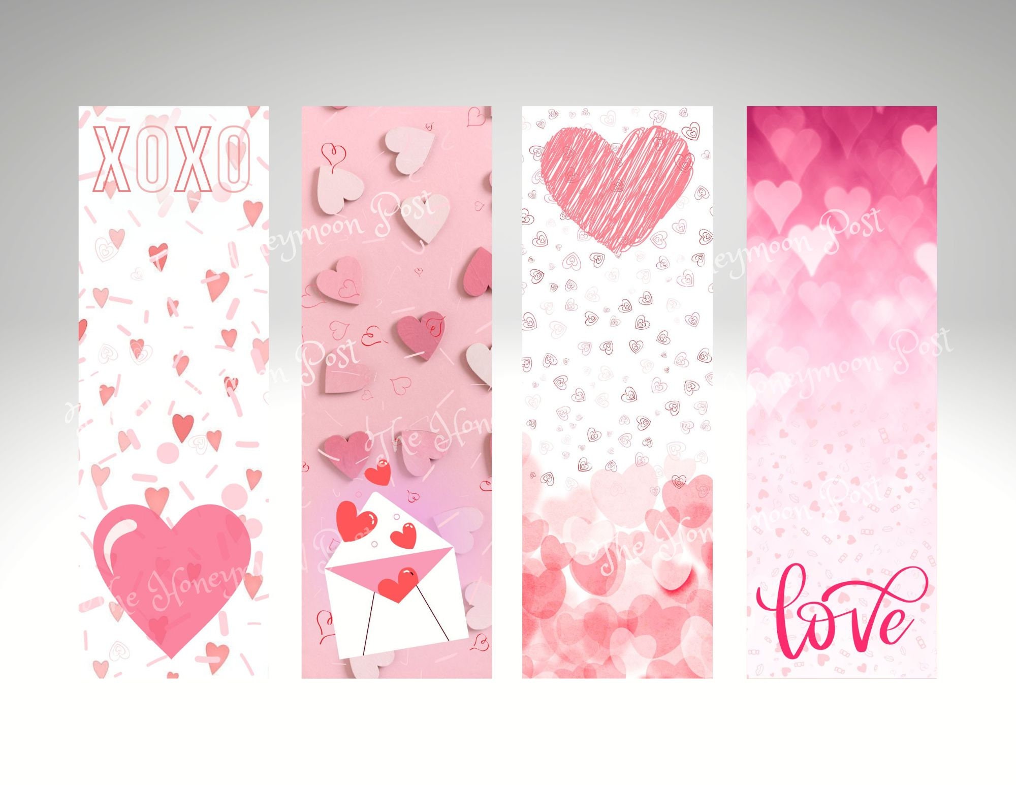 Instant Download Printable Bookmarks, Valentine's Day Hearts Bookmarks ...