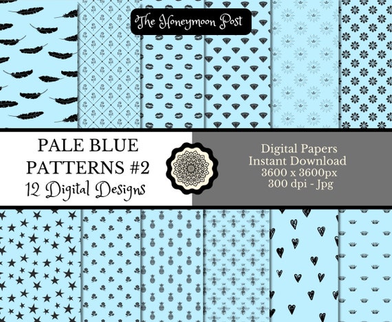 Instant Download Pale Blue Digital Paper 12 Sheets Mixed - Etsy