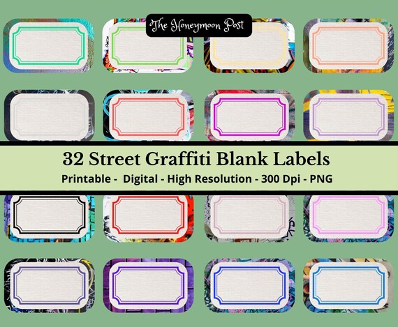 Instant Download Clip Art 32 Graffiti Street Art Plain Labels - Etsy