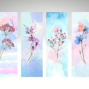Instant Download Printable Bookmarks, Pastel Watercolor Spring Floral ...