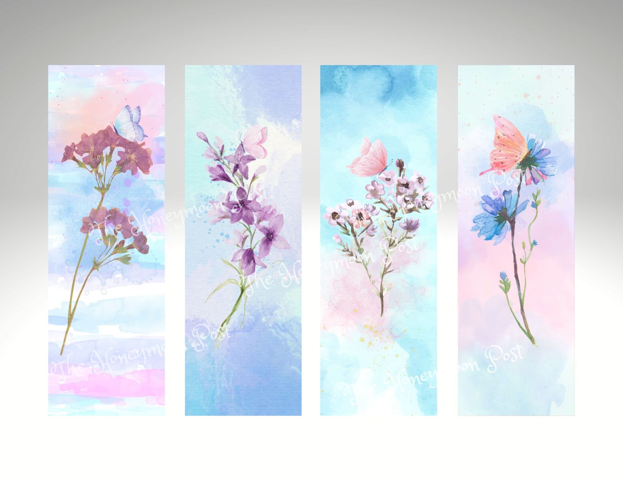 Instant Download Printable Bookmarks, Pastel Watercolor Spring Floral ...