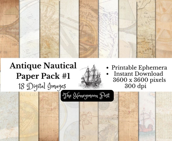 Instant Download Antique Nautical Paper Pack 18 Ephemera - Etsy