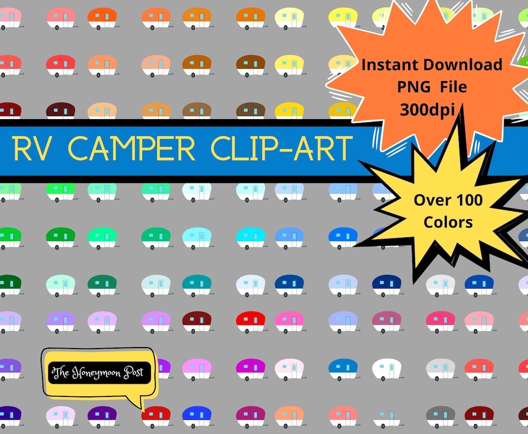 Instant DOWNLOAD Clip Art, Rv Camper, 104 Adjustable Images, PNG ...
