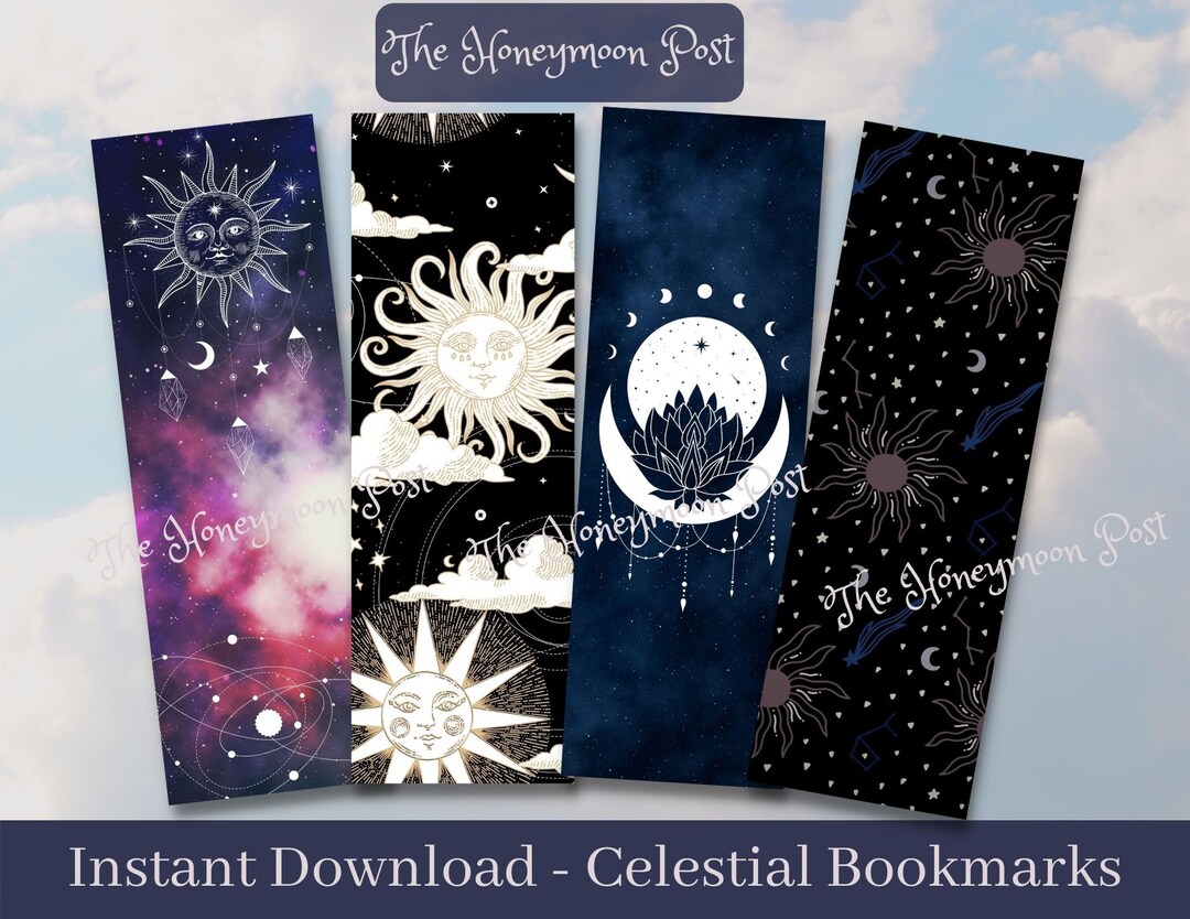 Instant Download Printable Celestial Bookmarks, Witchy Sun Moon ...