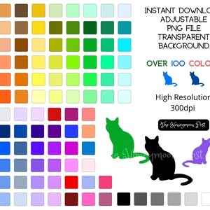 Instant DOWNLOAD Clip Art Colorful Cat 106 Images PNG Rainbow Colors ...