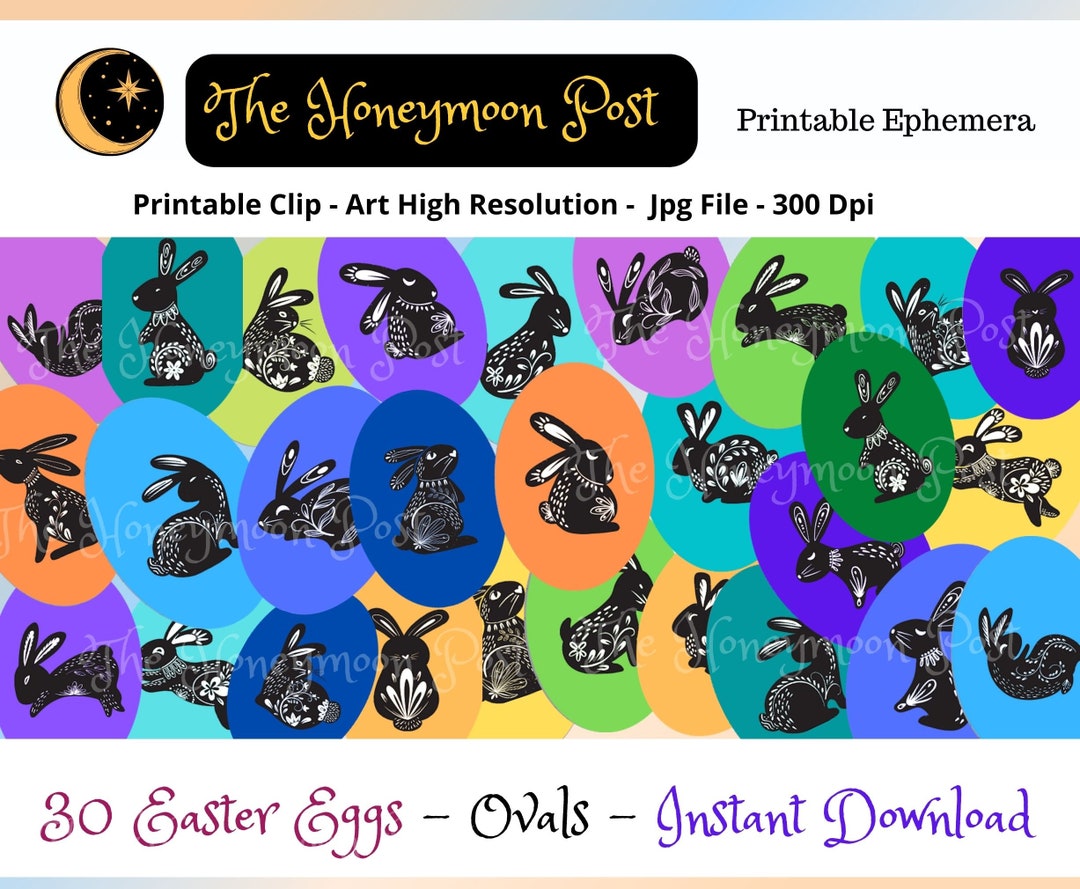 Instant Download, 30 Easter Eggs, Ovals, Printable Journal Scrapbook ...