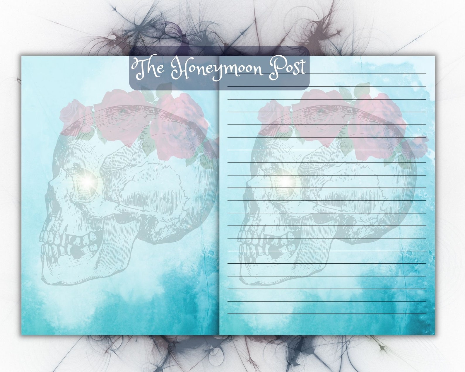 Instant Download Printable Stationery Witchy Paper Pack, Gothic Skulls ...