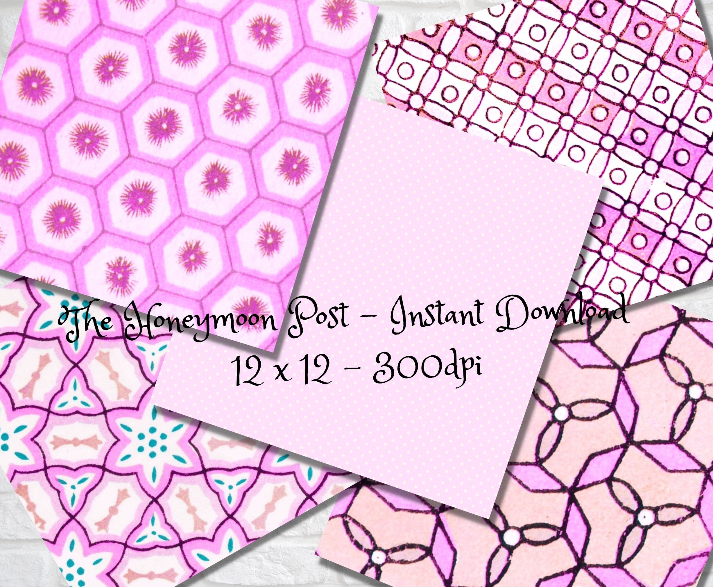 Instant Download, Pink Paper Pack, 20 Vintage Wallpaper Images ...