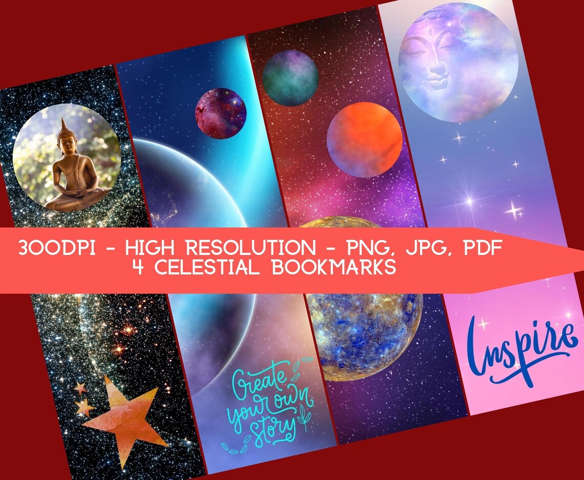 Instant Download Printable Celestial, Meditation, Yoga Theme Bookmarks ...