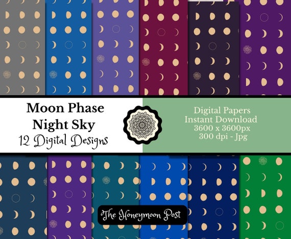 Instant Download Moon Phase Paper Pack 12 Sheets Zodiac - Etsy