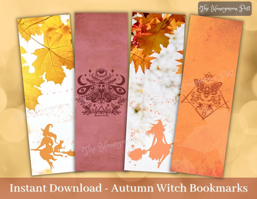 Instant Download Printable Bookmarks, Autumn Halloween Witch Bookmarks ...