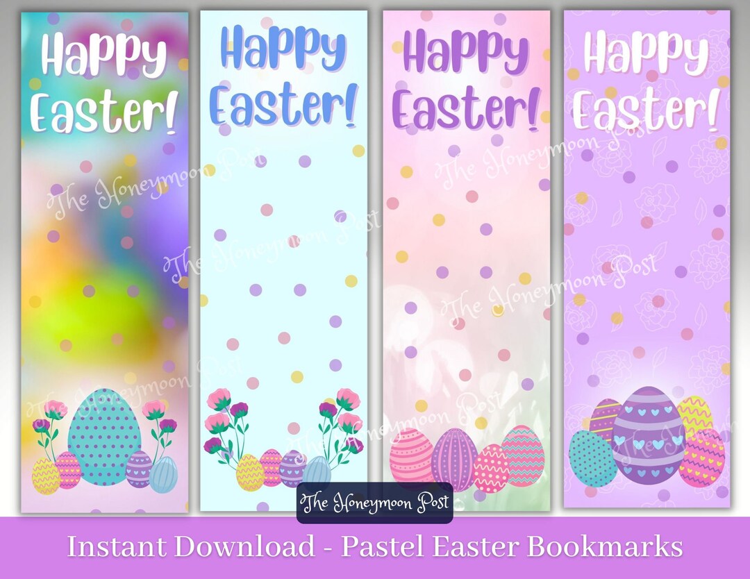 Instant Download Printable Bookmarks, Pastel Easter Egg Bookmarks, Jpg ...