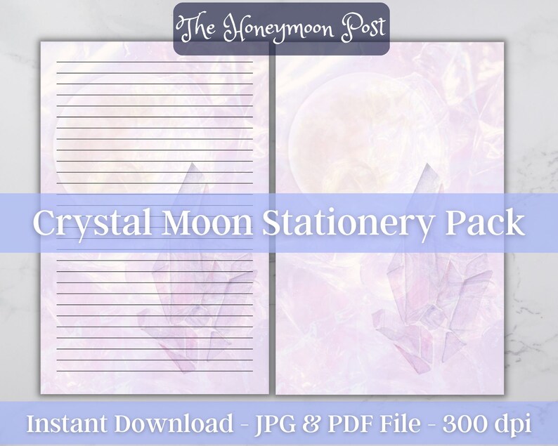 Instant Download Printable Stationery Witchy Paper Pack, Crystal Full ...