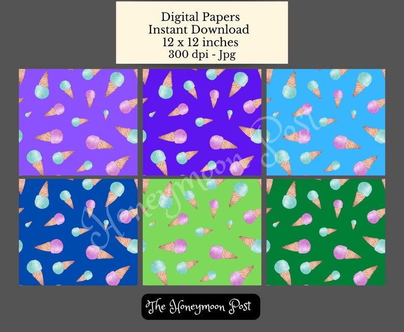 Instant Download Ice Cream Cone Digital Image Paper Pack 12 - Etsy
