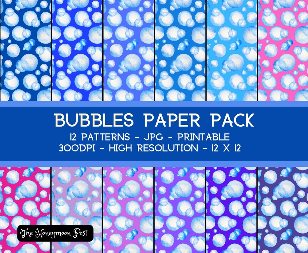 Instant Digital Download Paper Pack Bubbles Pattern Images Blue Purple ...