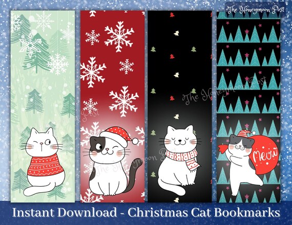 Instant Download Printable Bookmarks Cute Christmas Cats - Etsy