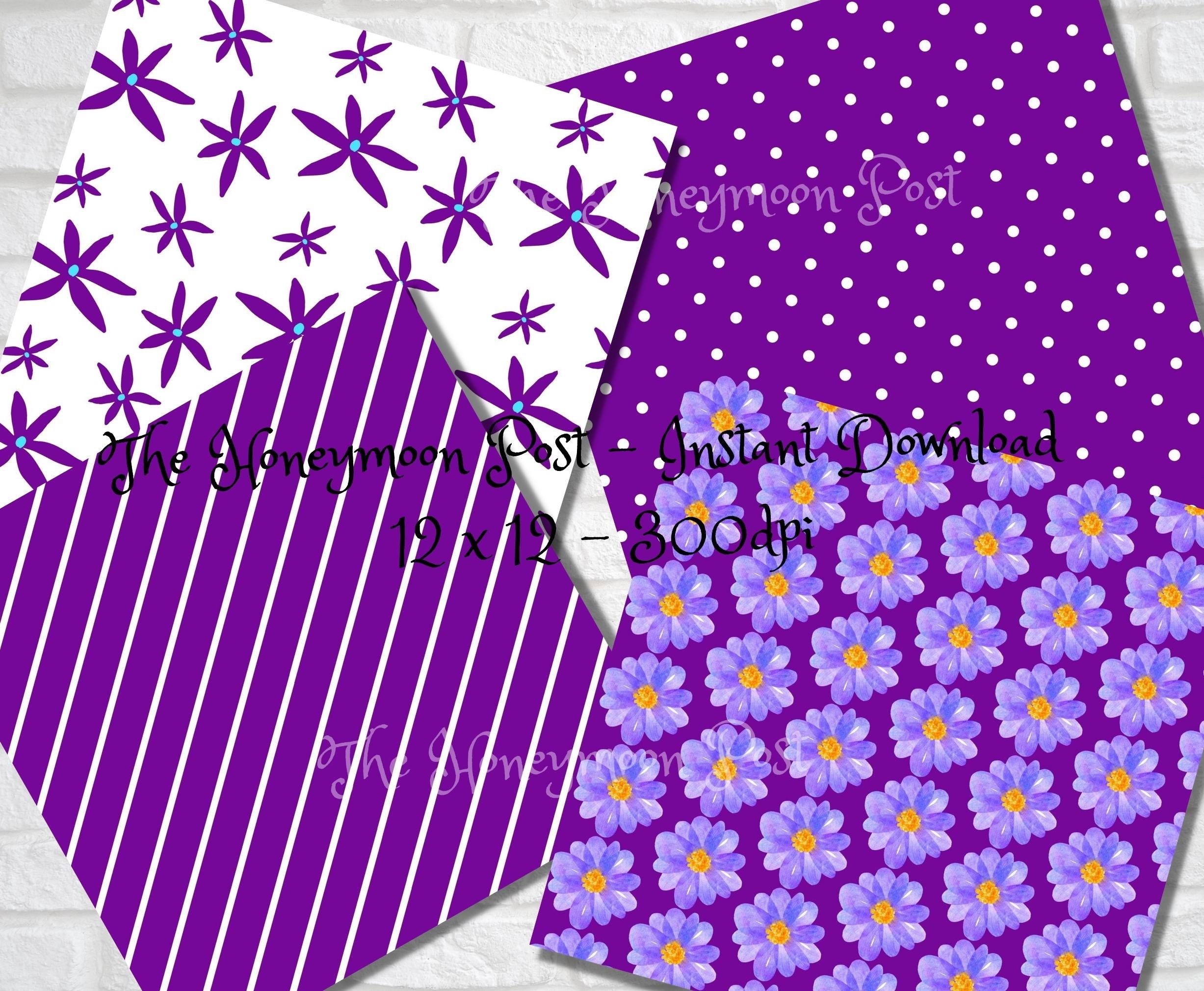 Instant Download, Pink Paper Pack, 24 Floral Stripe Dots Images ...