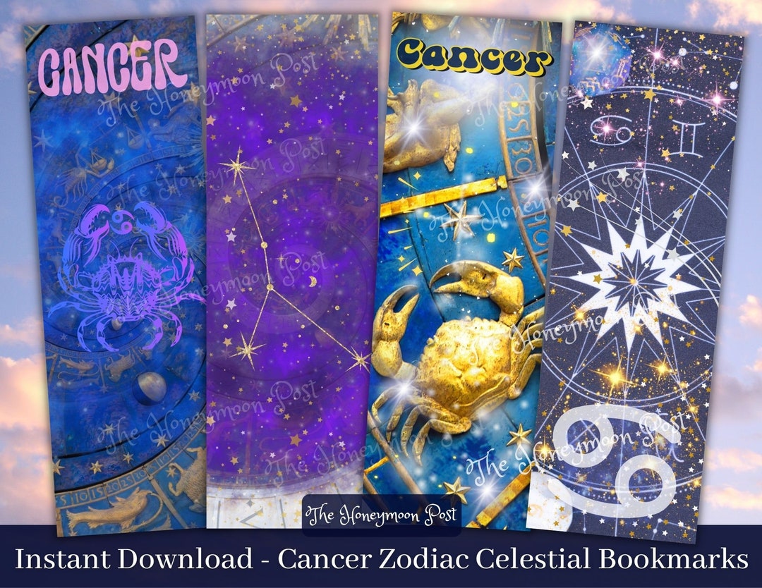 Instant Download Printable Bookmarks, Cancer Zodiac Celestial Bookmarks ...