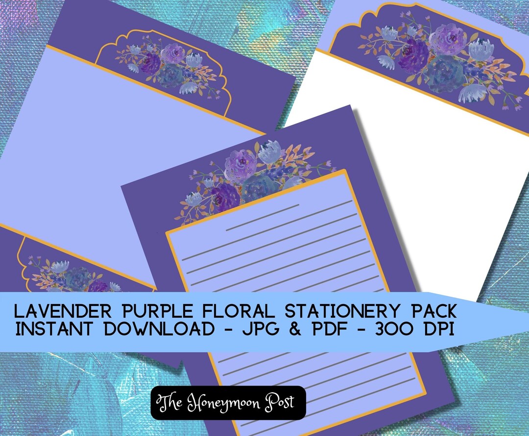 Instant DOWNLOAD Printable Stationery Paper Pack Lavender Purple ...