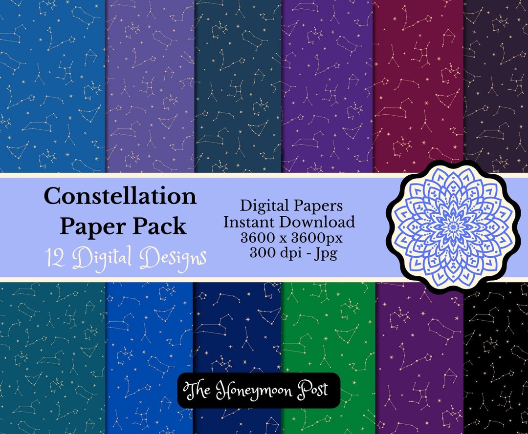 Instant Download Constellation Stars Paper Pack 12 Sheets, Jewel Tone ...